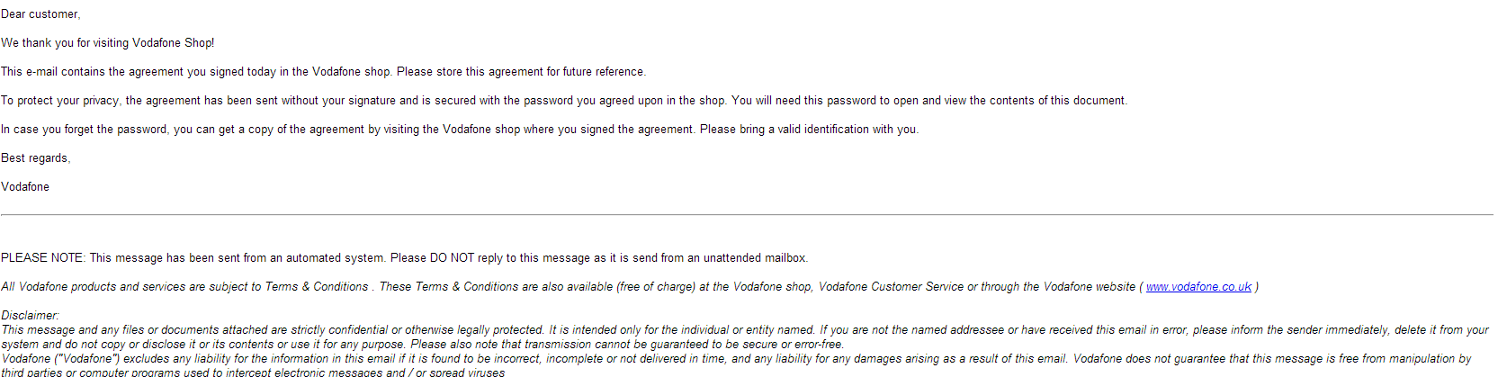 Fake 'Copy of Vodafone U.K Contract/Your Monthly Vodafone Bill is Ready ...
